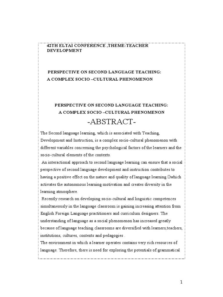 English in Perspectives | PDF | Second Language Acquisition | Second ...