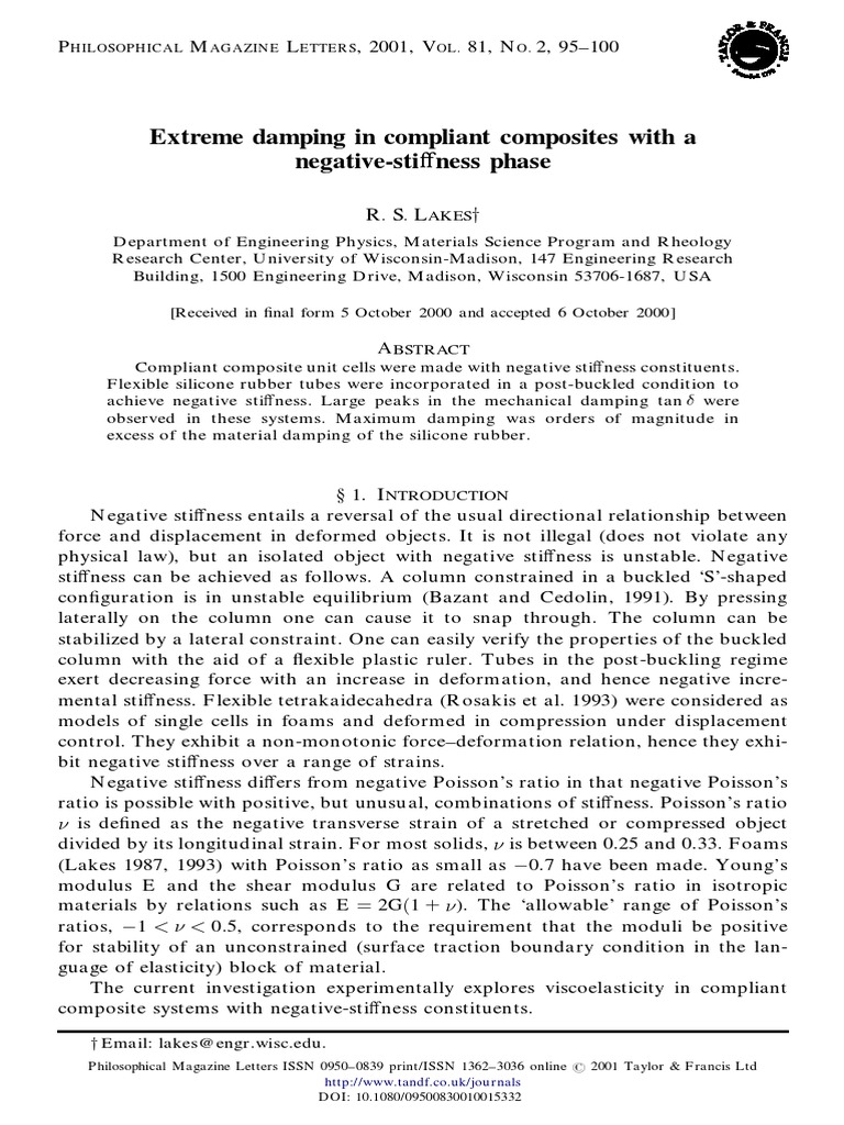 Extreme Damping in Compliant Composites With A Negative-Sti Ness Phase ...
