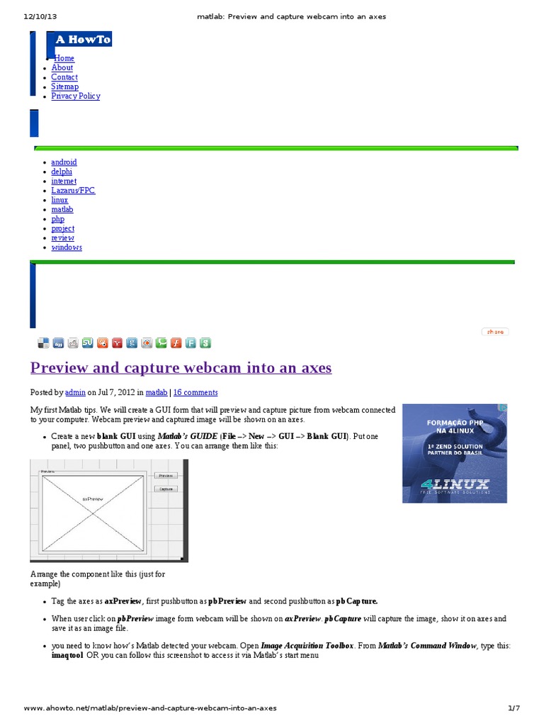 Matlab Preview And Capture Webcam Into An Axes Pdf Matlab Word Press