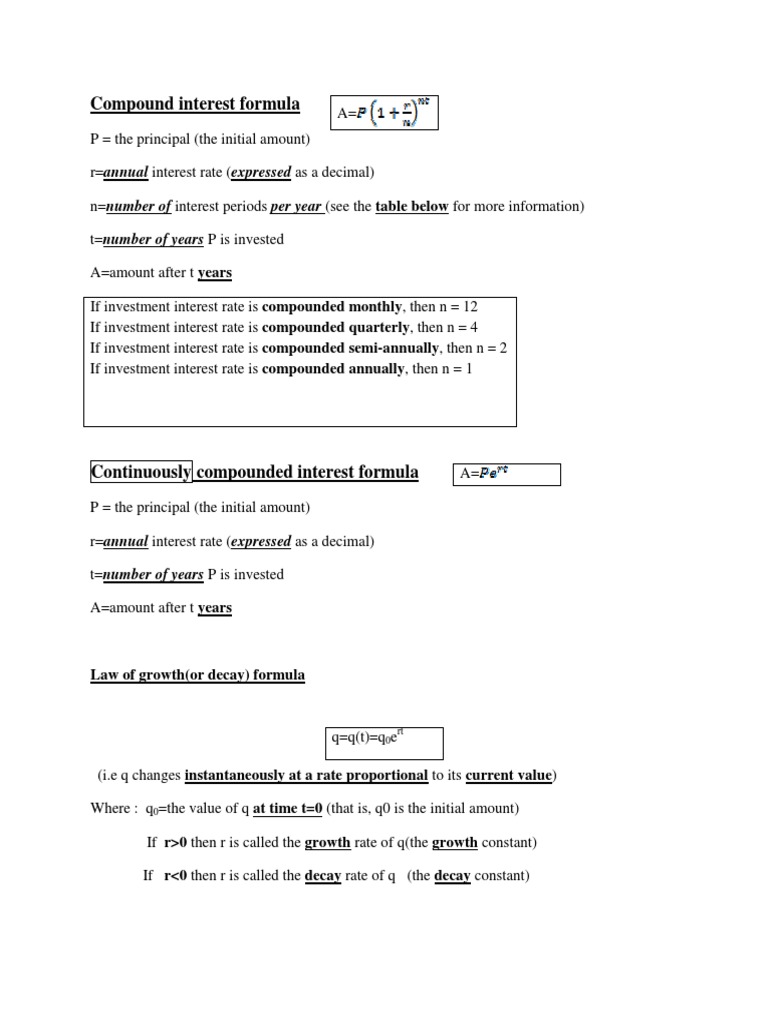 Compound Interest Handout | PDF | Compound Interest | Interest