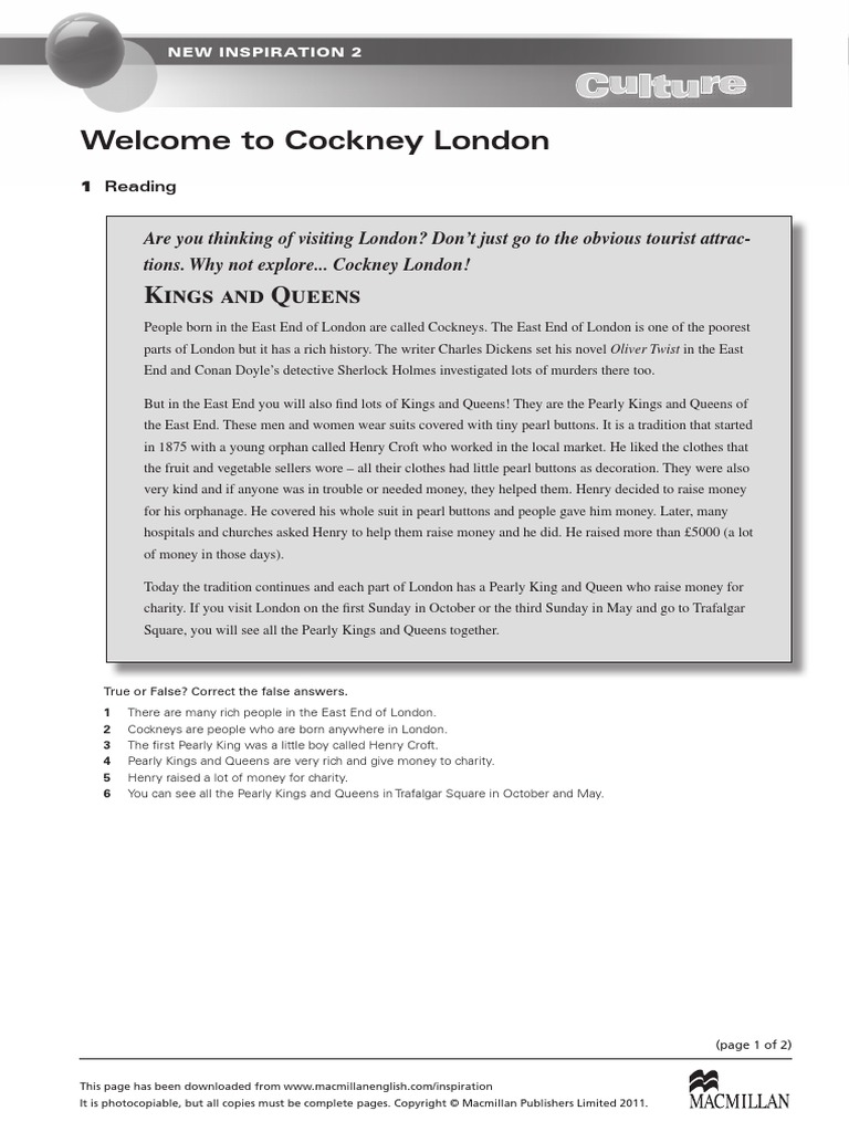 Culture: Welcome To Cockney London | PDF