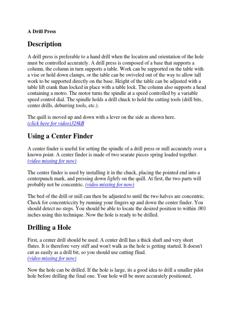 Description: A Drill Press | PDF | Drill | Cutting Tools