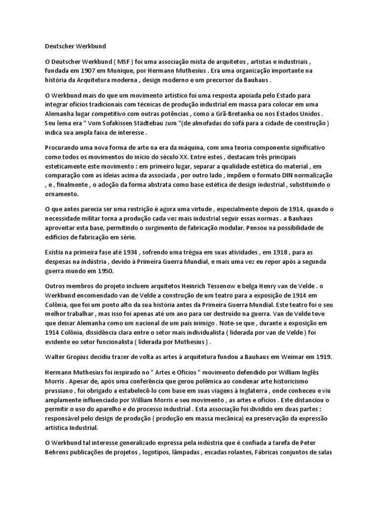 Deutscher Werkbund | PDF | Alemanha | Política mundial