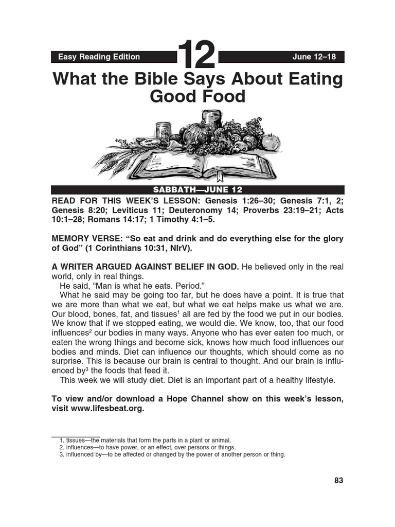 What The Bible Says About Eating Good Food | PDF | Vegetarianism | Eating