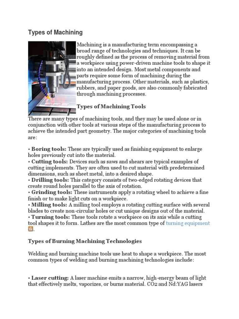 Types of Machining Tools | PDF | Machining | Numerical Control