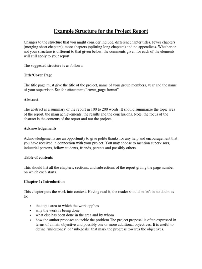 Example Structure For The Project Report | PDF