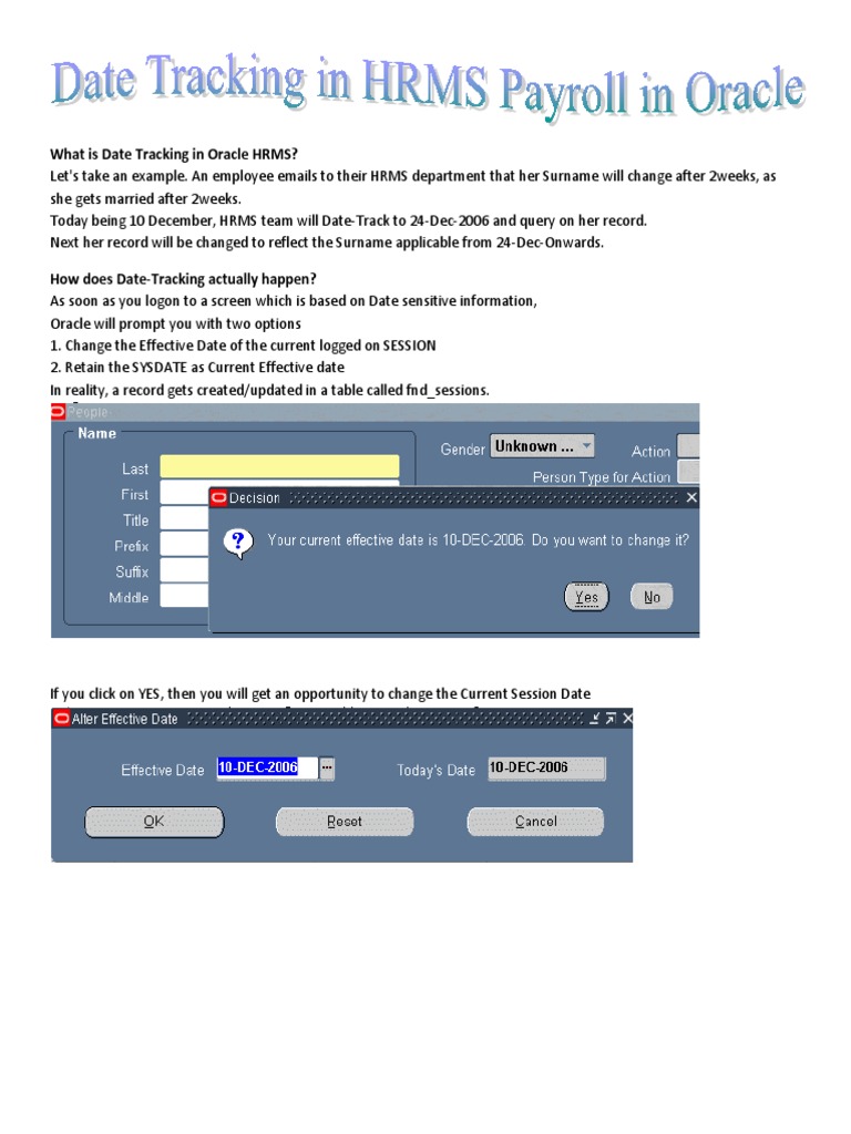 Date Tracking in Oracle HRMS | PDF | Oracle Database | Sql