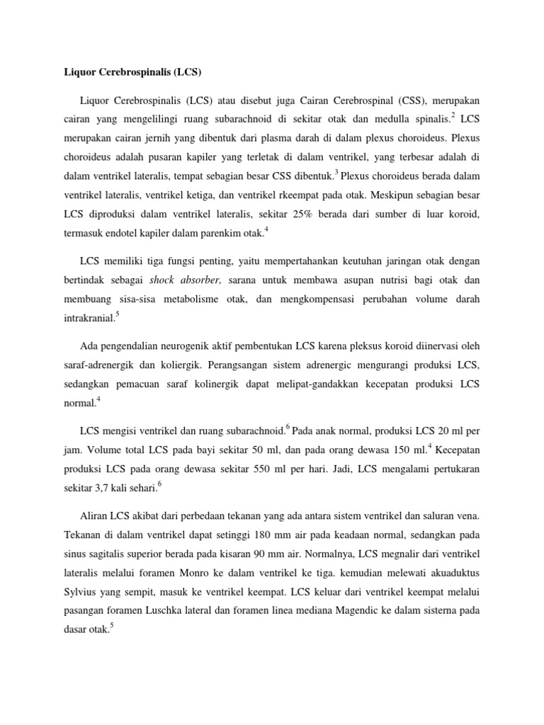 Liquor Cerebrospinalis (LCS) | PDF | Kajian Bahasa Asing | Griya & Taman