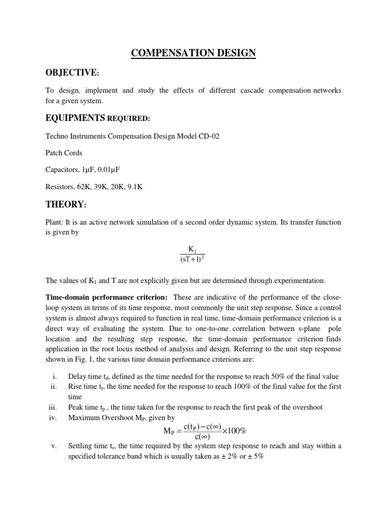 Compensation Design Pdf Control Theory Electrical Engineering