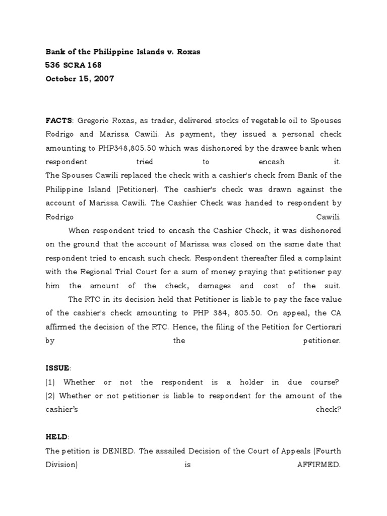 NIL Case Digests 2 | PDF | Negotiable Instrument | Cheque