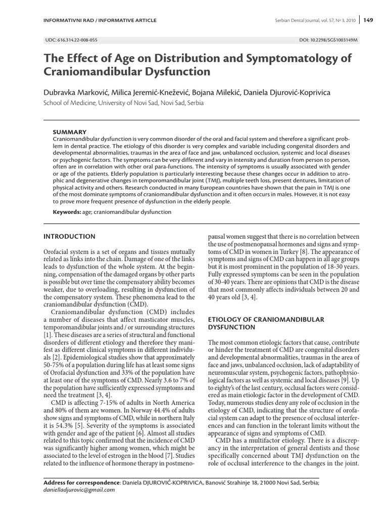 The Effect of Age On Distribution and Symptomatology of ...