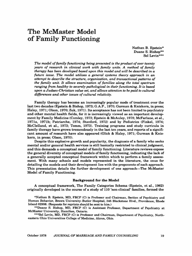 McMaster Model of Family Functioning | Family Therapy | Psychotherapy