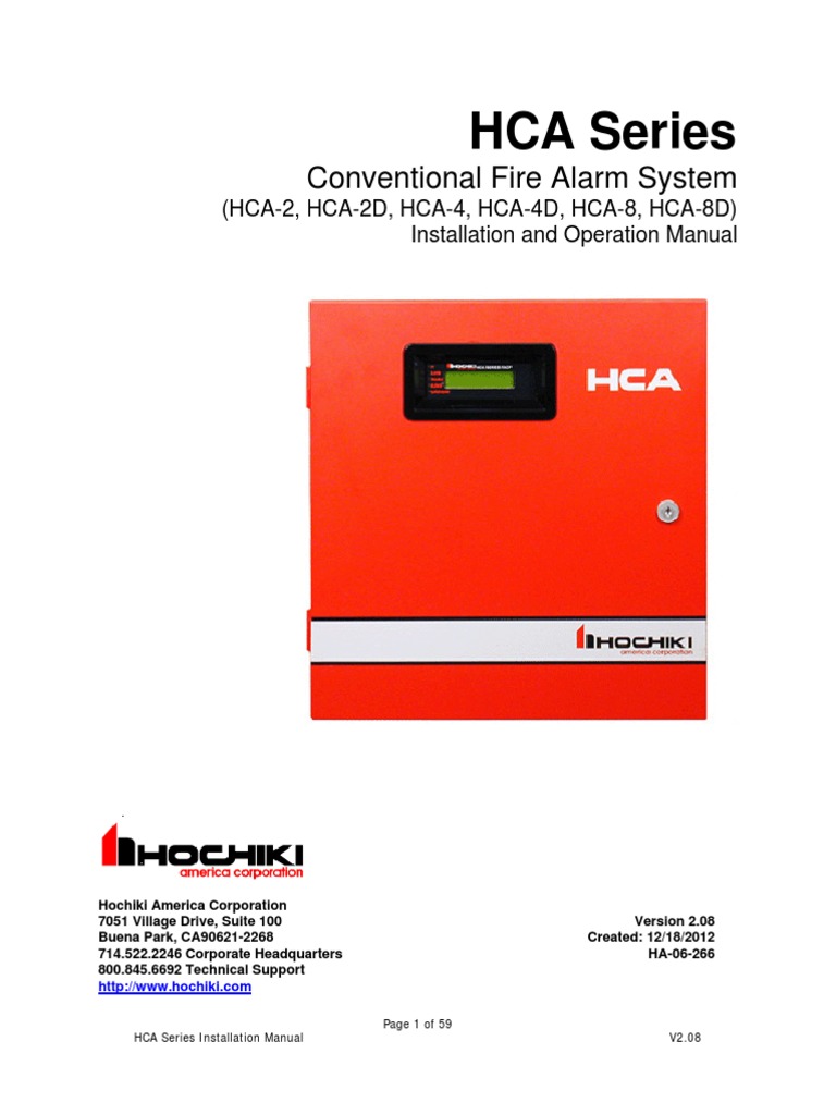 HCA Series Fire Alarm System Manual | PDF | Mains Electricity | Electricity