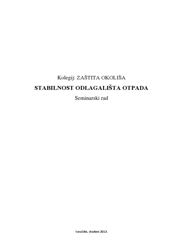 Stabilnost Odlagališta Otpada | PDF