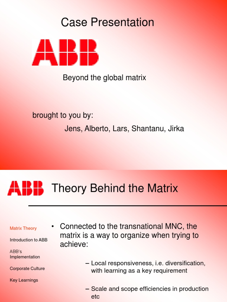 ABB Case Matrix Structure | PDF | Organizational Culture | Strategic ...