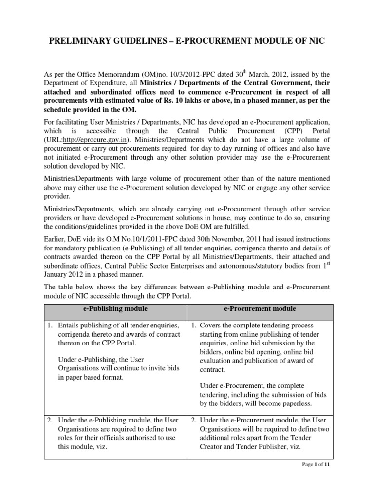 CPPP GuidelinesOn E-Procurement | PDF | Public Key Certificate | Procurement