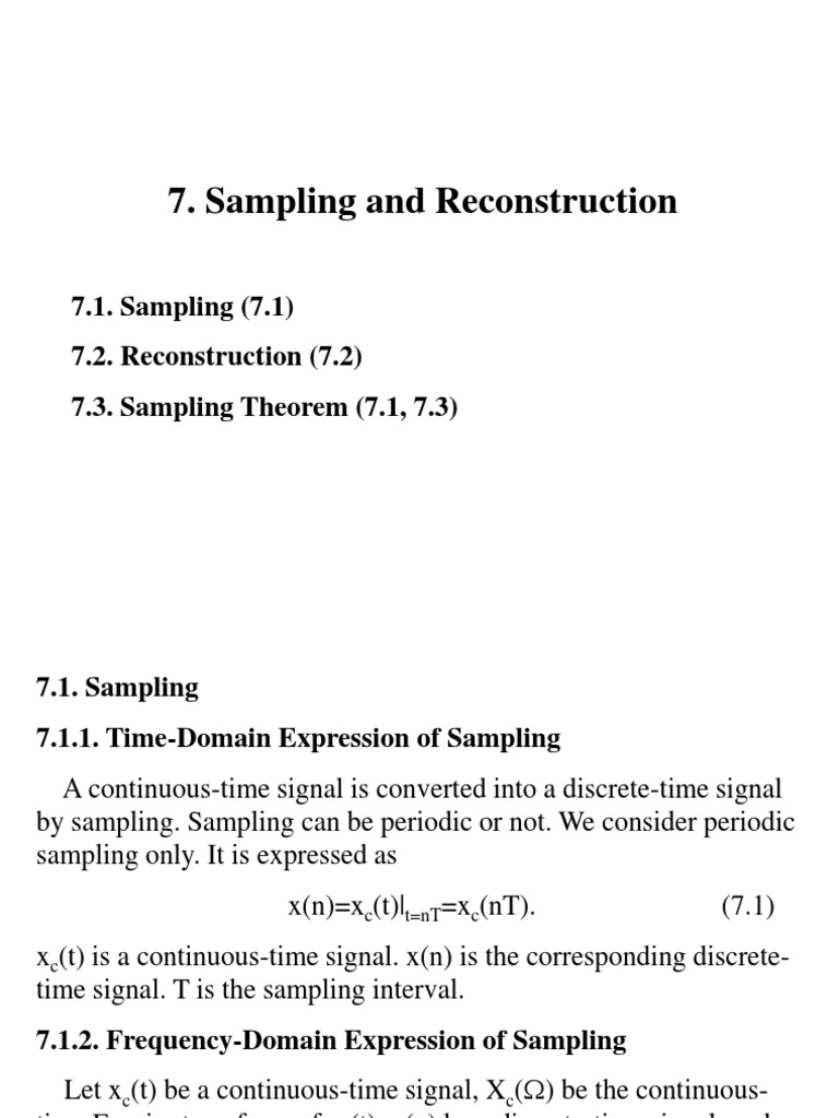 Sampling and Reconstruction | PDF | Sampling (Signal Processing ...