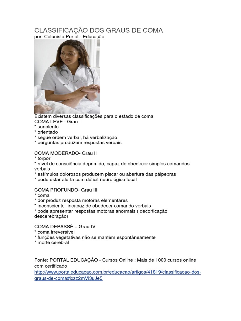 Classificação Dos Graus de Coma | PDF