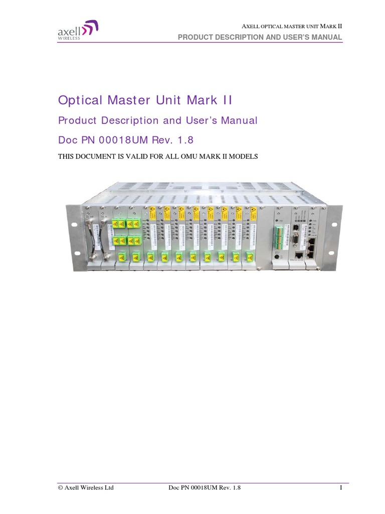 Optical Master Unit Mark II: Product Description and User's Manual Doc ...
