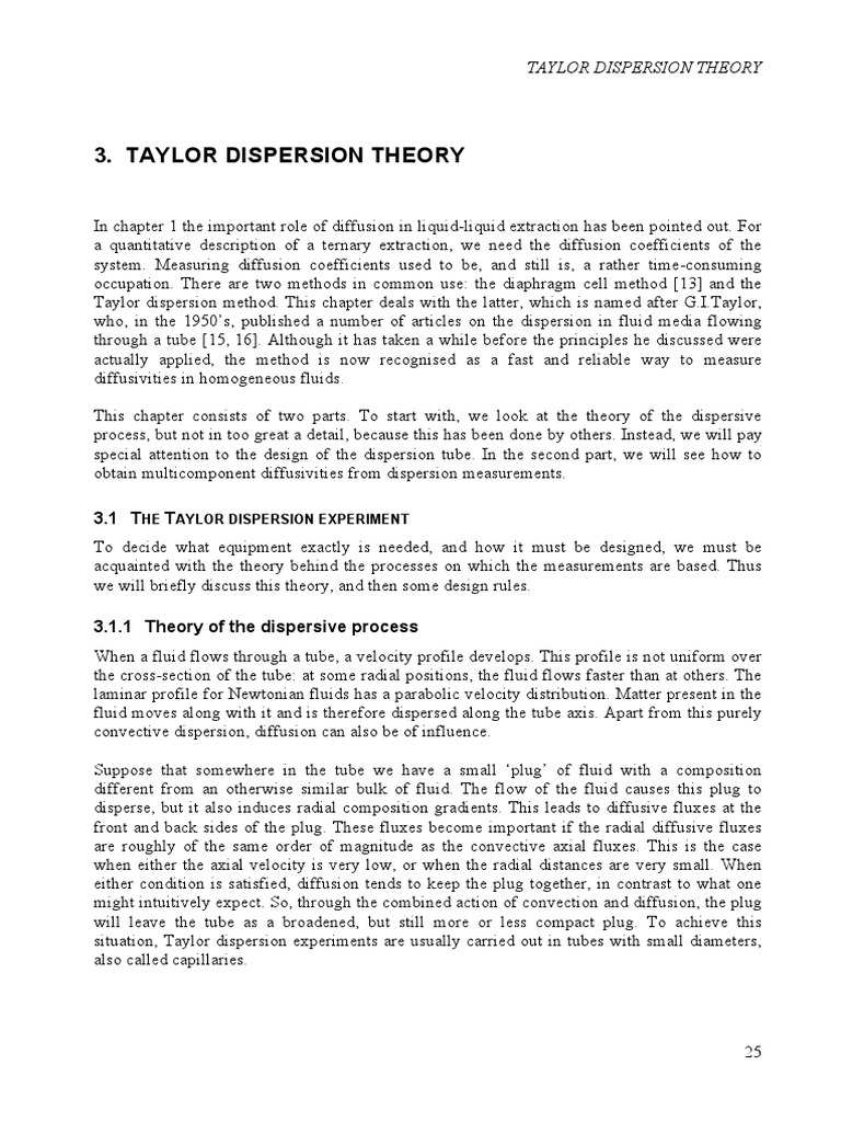 Taylor Dispersion Theory Overview | PDF | Diffusion | Normal Distribution