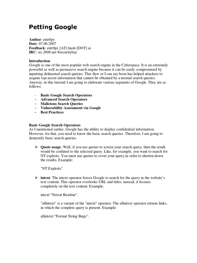 Search Tricks For Google Pdf Password Database Index