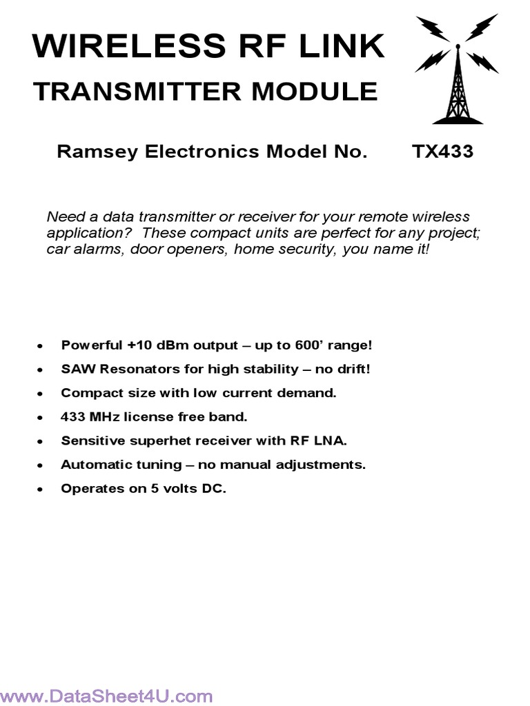 TX 433 | PDF | Transmitter | Antenna (Radio)