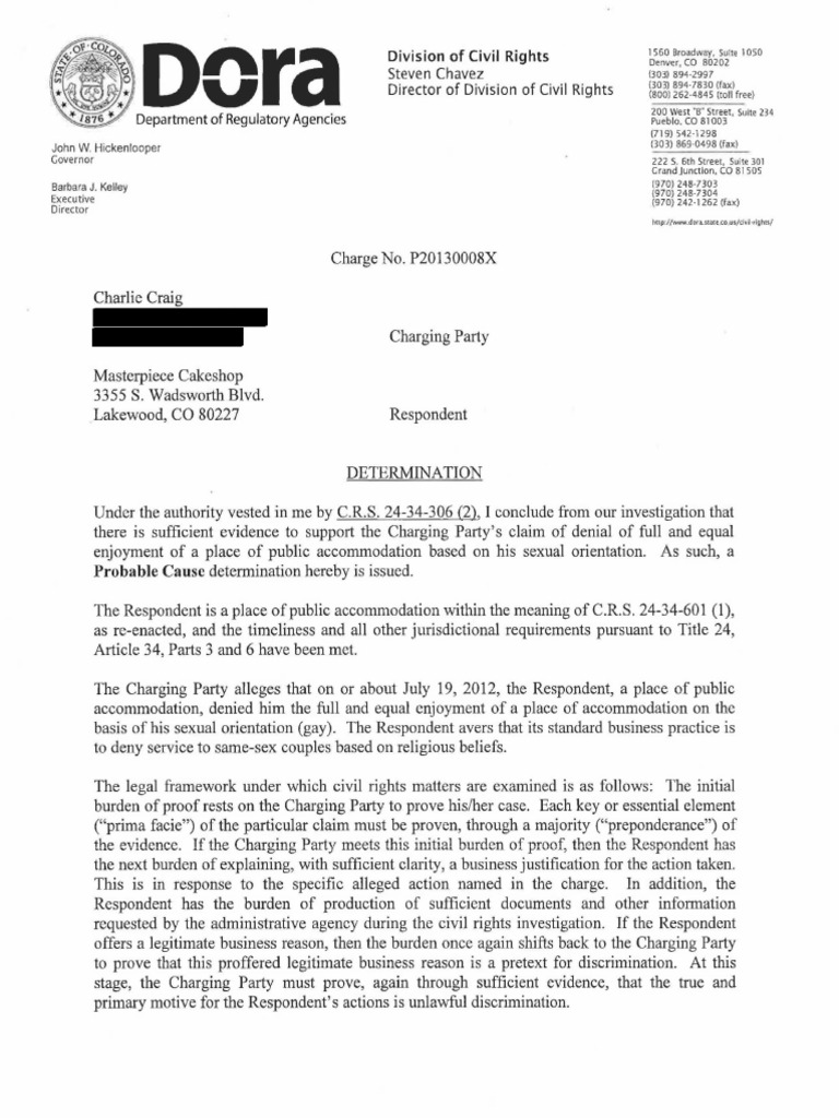 Colorado Civil Rights Division Determination Pdf Evidence Burden