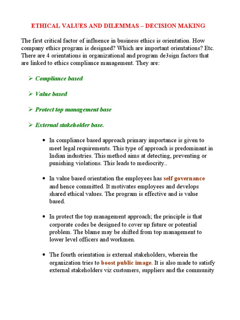 Ethical Values and Dilemmas | PDF | Competition | Business Ethics