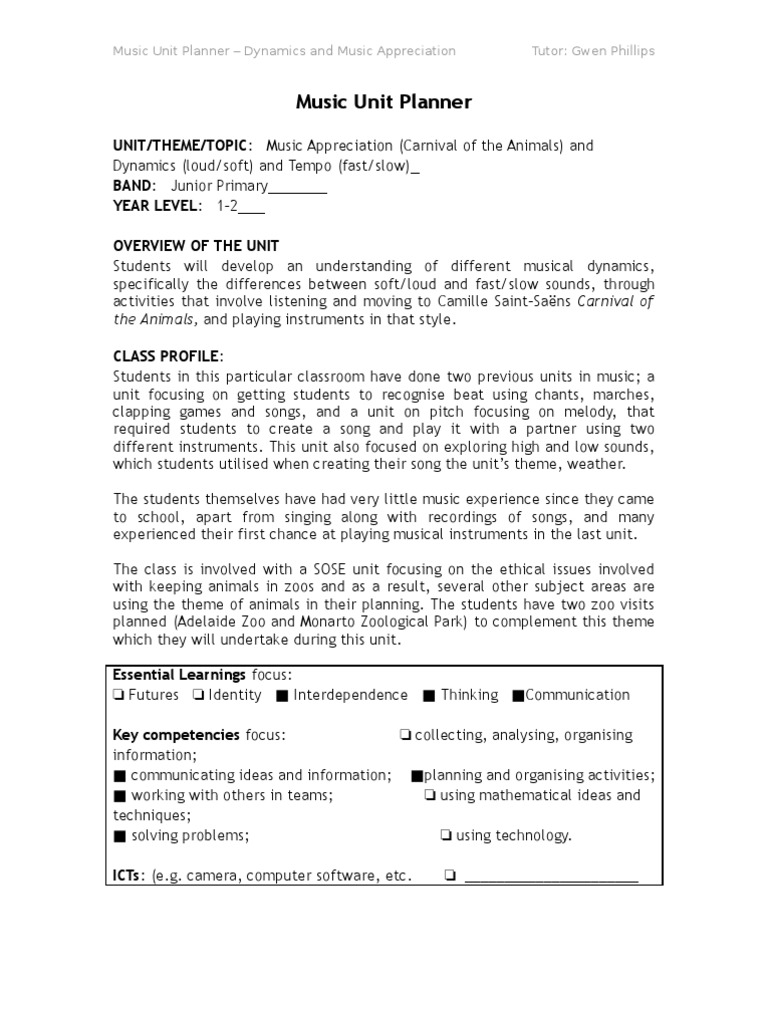Music Unit Planner Yr1/2 | Curriculum | Classroom