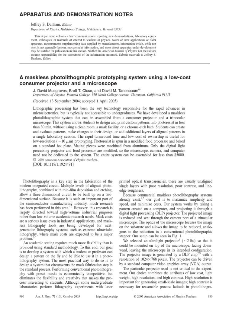 Diy Lithography 10micron | PDF | Photolithography | Infrared