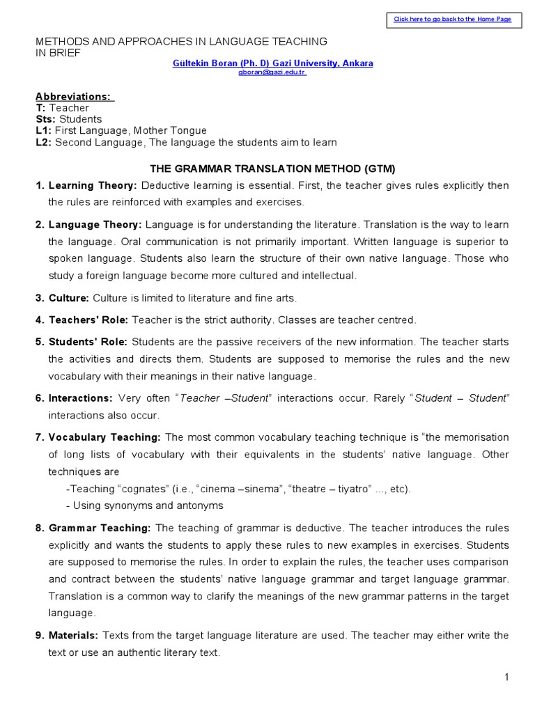 Summary English Methods | PDF