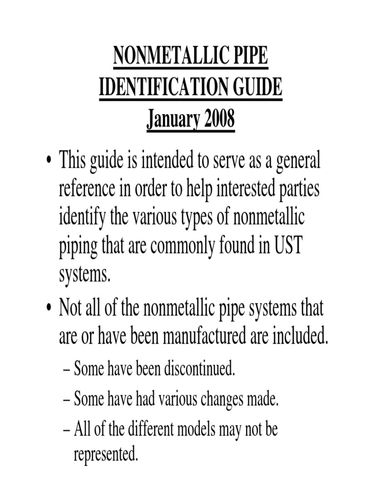 Nonmetallic Pipe Identification Guide | PDF | Polyethylene | Pipe ...
