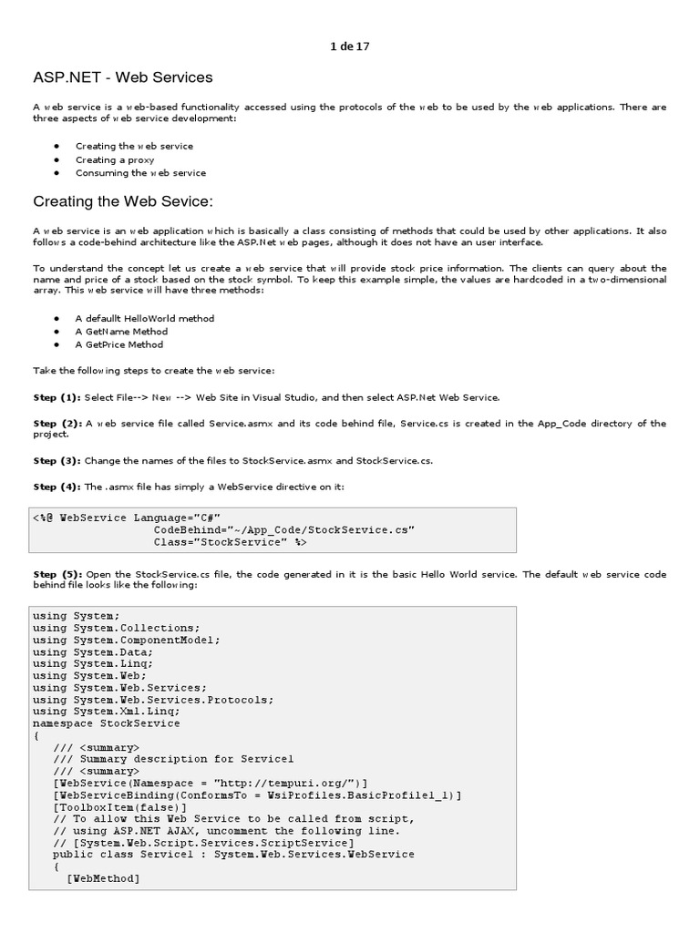 Understanding Web Services: Creating a Stock Price Web Service and Consuming it from a Client ...