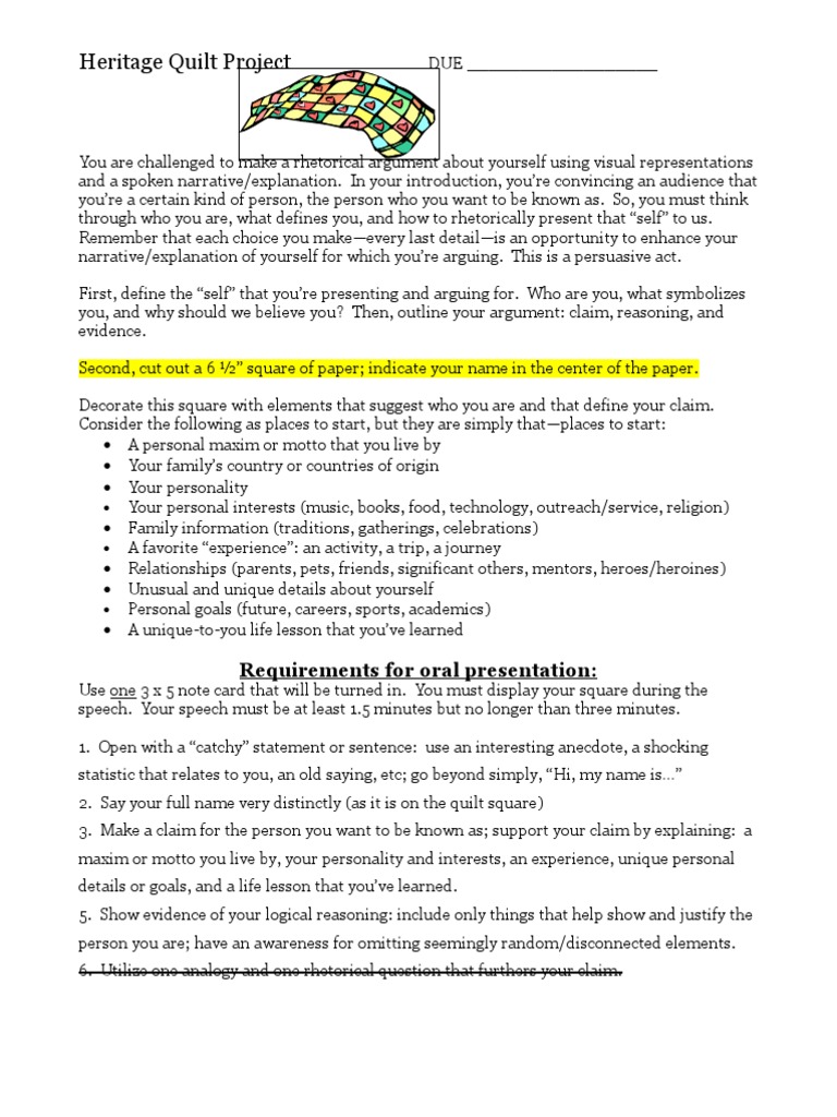 Persuasive Heratige Quilt Project | PDF | Narrative | Hero