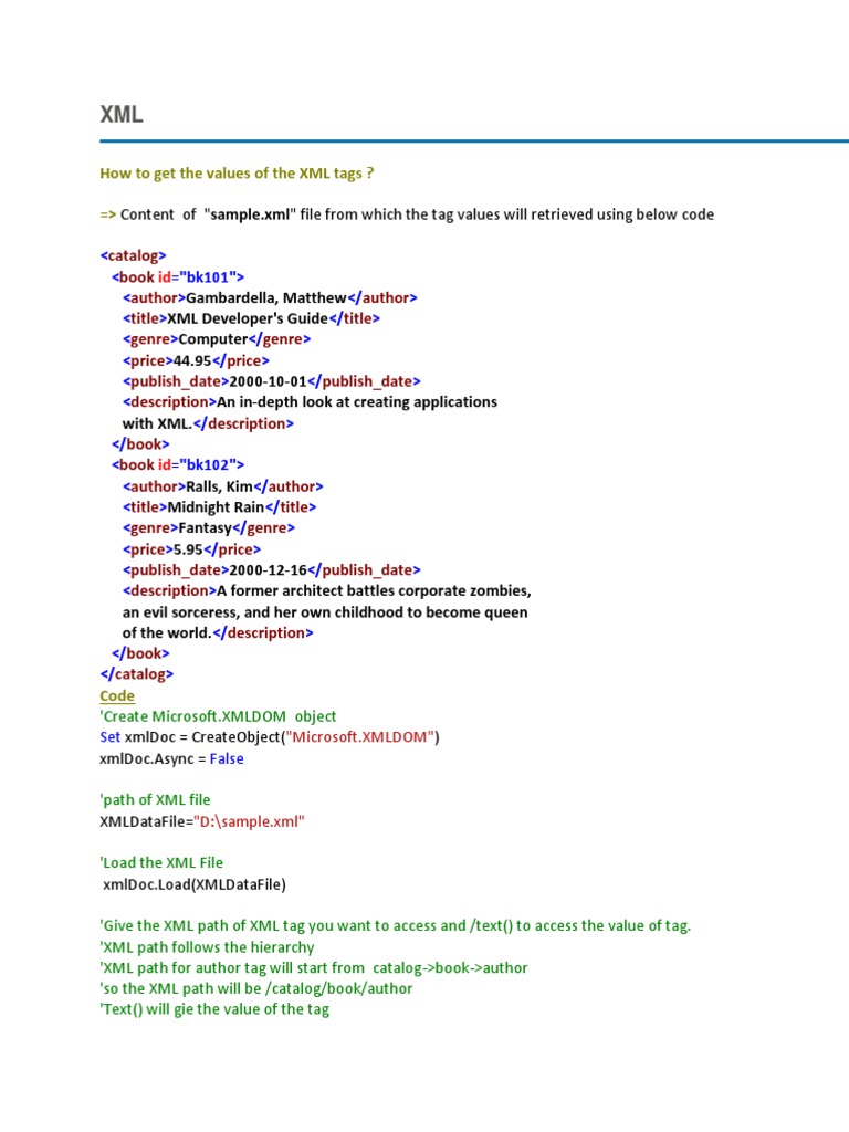 How To Get The Values of The XML Tags | PDF