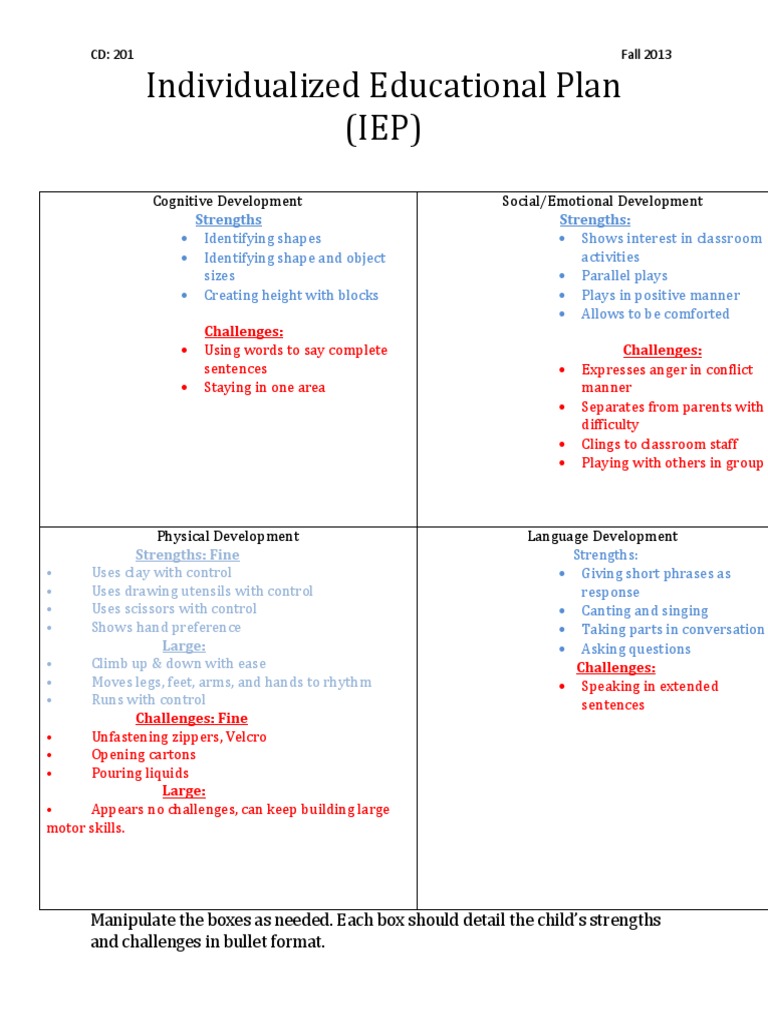 Individualized Educational Plan | PDF