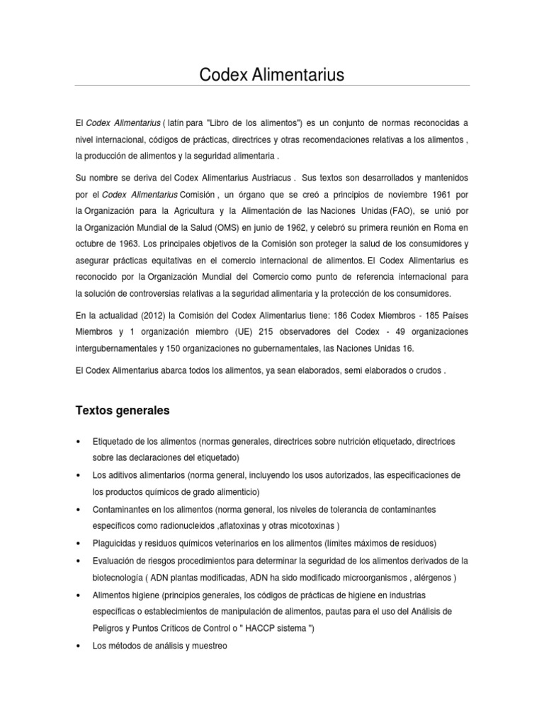 Nuevo Árbol de Decisiones del Codex | PDF | Suplementos dietéticos | Organización de Comida y ...