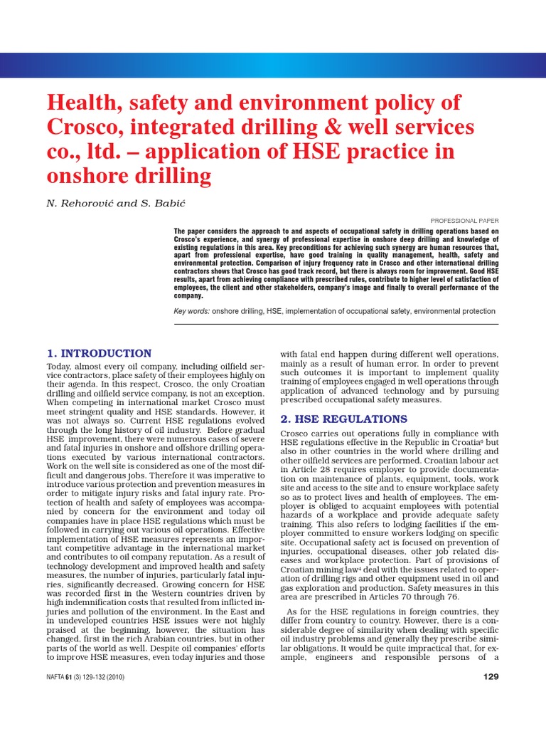 Onshore Drilling HSE Practices | PDF | Personal Protective Equipment ...