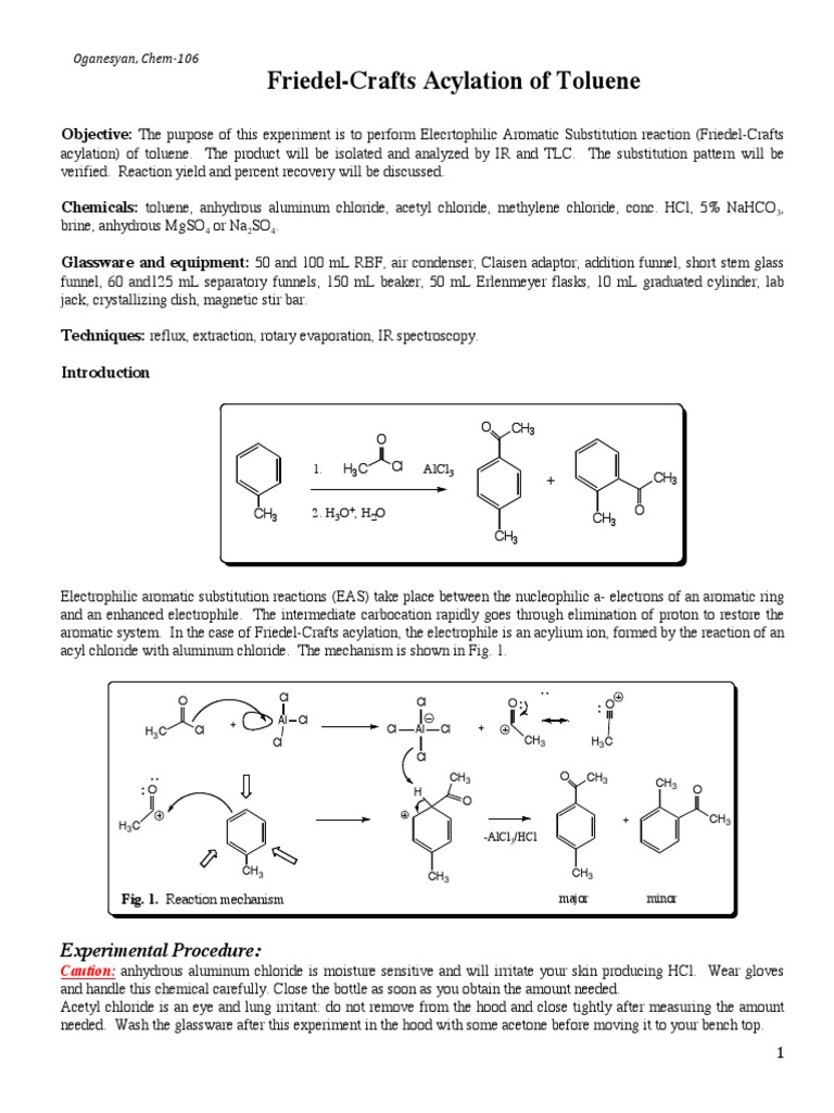 Friedel-Crafts Acylation of Toluene | Chemical Reactions | Organic ...