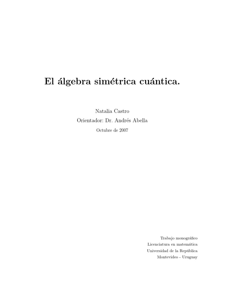 Álgebra Simétrica Cuántica en Hopf | PDF