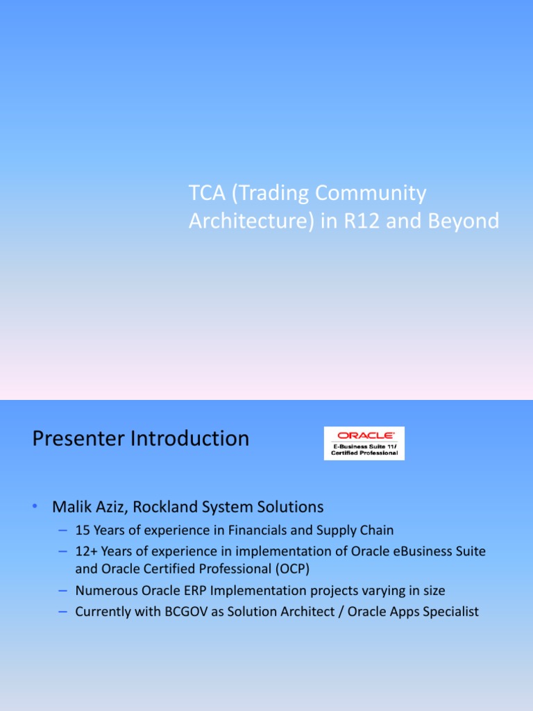 Oracle Apps Tca Presentation Pdf Enterprise Resource Planning Data Model