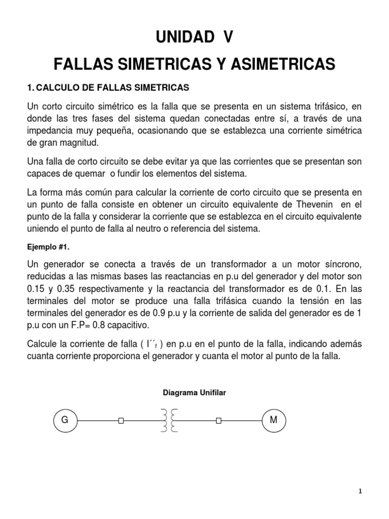 Calculo de Fallas Simetricas | PDF | Corriente eléctrica | Transformador