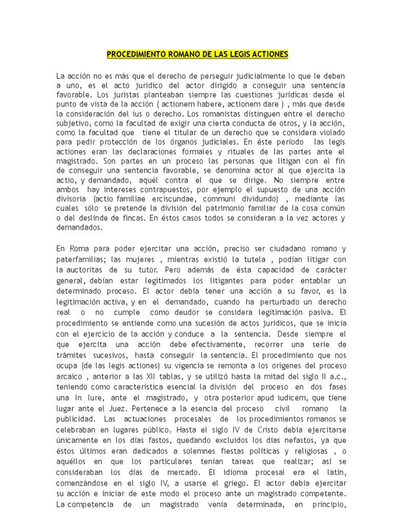 Procedimiento Romano de Las Legis Actiones - Slide Share | PDF | Roma ...