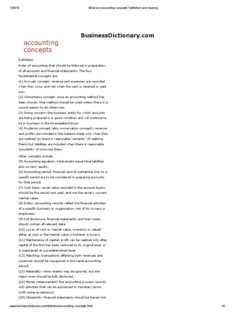 What Are Accounting Concepts - Definition and Meaning | PDF | Financial ...