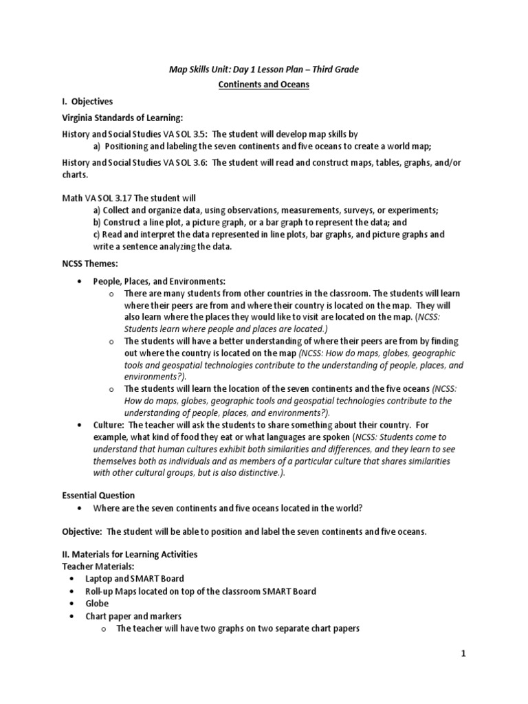 Map Skills Lesson Plan 1 | PDF | Lesson Plan | Map