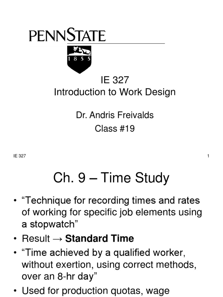 Time Study Techniques in IE 327 | PDF