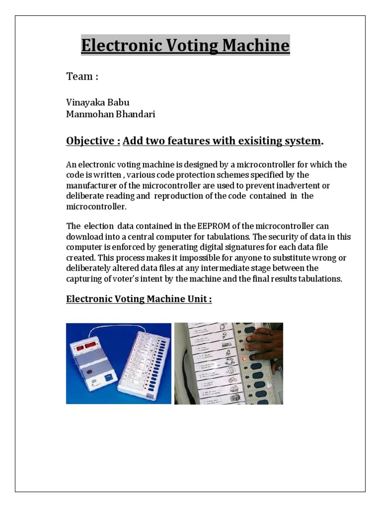EVM Systemdesign (Vinayak) | PDF | Electronic Voting | Voting Machine