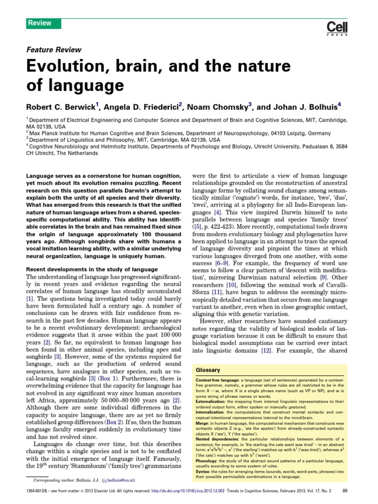 Evolution, Brain, and The Nature | PDF | Syntax | Lexical Semantics