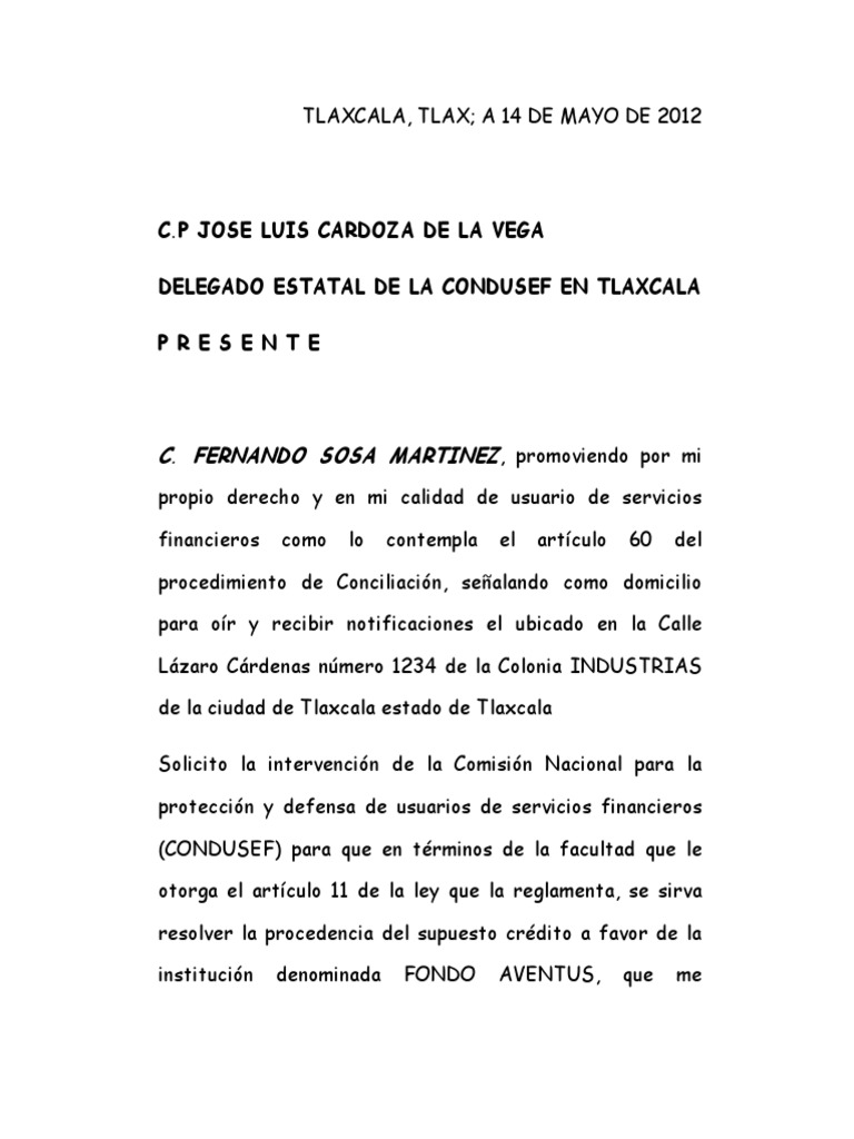 Reclamacion Condusef | PDF | Bancos | Institución