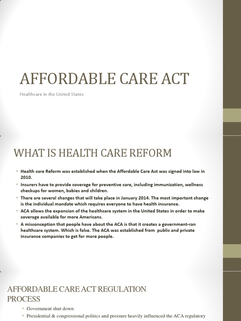 Aca Powerpoint 12 3 13 Revised | PDF | Patient Protection And ...